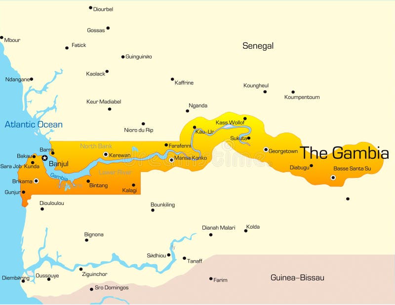 Carte de la Gambie photo stock. Illustration du géographie - 202639630