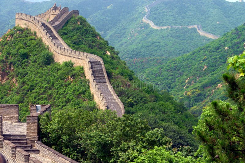 Vista De La Gran Pared China Foto de archivo - Imagen de proteja, verde ...