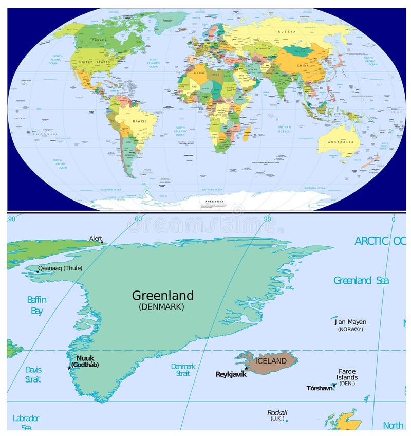 Mappa Di Mondo Della GROENLANDIA: La Groenlandia, Arcipelago Artico, L ...