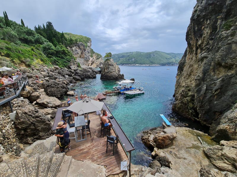 La Grotta Bar in Corfu, Greece Editorial Image - Image of tourism, rock ...
