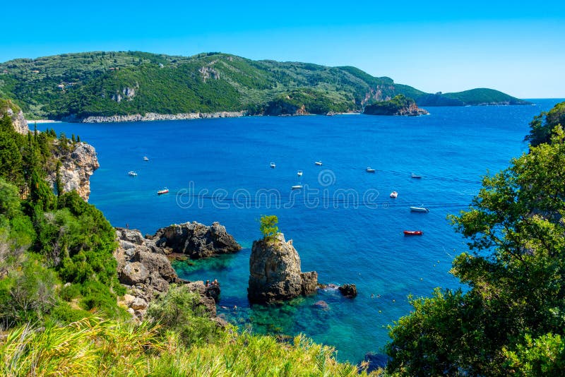 La Grotta Beach at Greek Island Corfu Stock Photo - Image of relax ...
