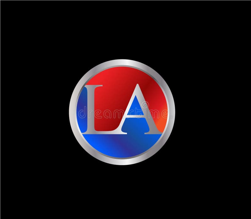 LA Initial Circle Shape Red Blue Silver Color Later Logo Design Stock ...