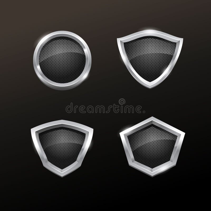 Colección De Formas De Insignias Plateadas Ilustración del Vector ...