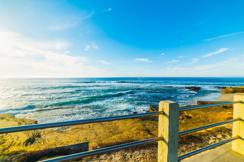 La Jolla beach at sunset stock photo. Image of leisure - 84842558