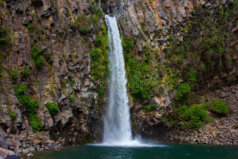 La Leona Falls in Chile stock image. Image of popular - 335258237