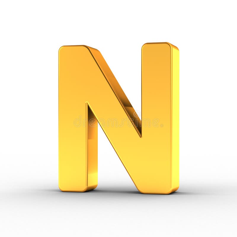 La Letra N Como Objeto De Oro Pulido Con La Trayectoria De Recortes ...