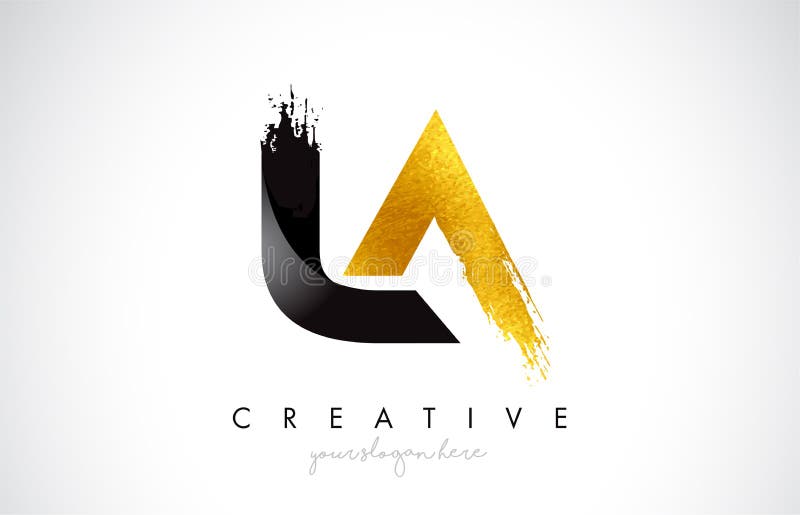 LA Letter Design with Brush Stroke and Modern 3D Look Stock Vector ...
