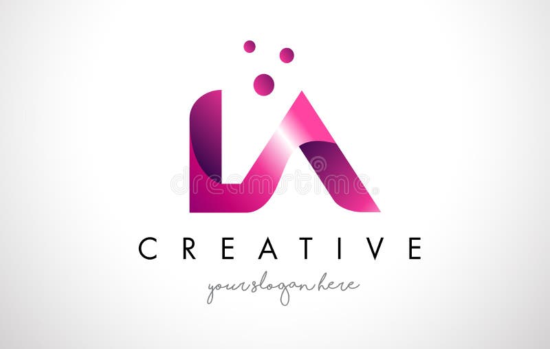 LA Letter Logo Design with Purple Colors and Dots Stock Vector ...