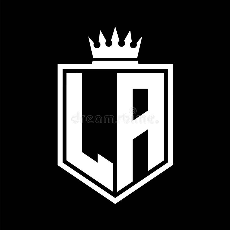 LA Logo Monogram Bold Shield Geometric Shape with Crown Outline Black ...