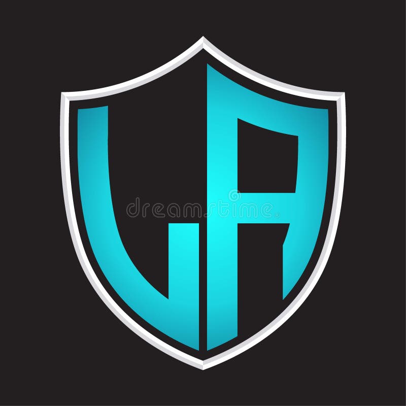 LA Logo Monogram with Shield Shape Isolated Blue Colors on Outline ...