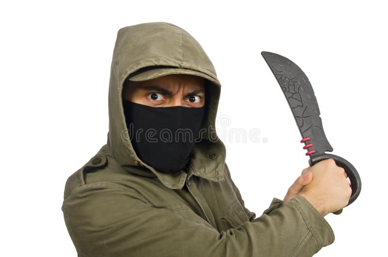 La M?scara Que Lleva Criminal Aislada En Blanco Imagen de archivo ...