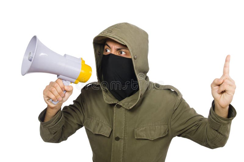 La M?scara Que Lleva Criminal Aislada En Blanco Foto de archivo ...