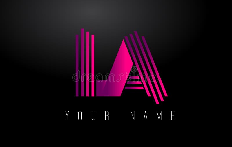 LA Magenta Lines Letter Logo. Creative Line Letters Vector Template ...