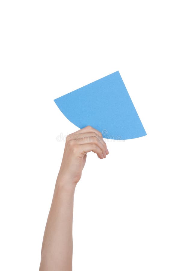 La Main Tient Le Papier Bleu Image stock - Image du prise, isolement ...