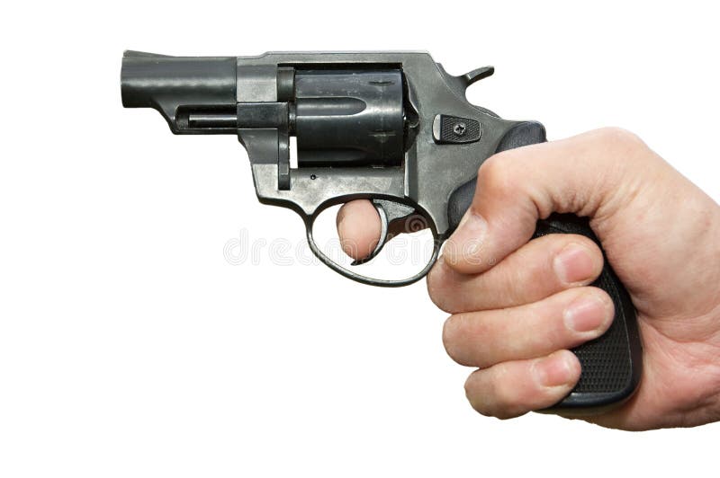 La Mano Dell'uomo Tiene Il Revolver. Immagine Stock - Immagine di ...