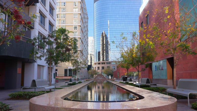 LA MOCA Courtyard with Modern Architecture and Reflection Pool Stock ...