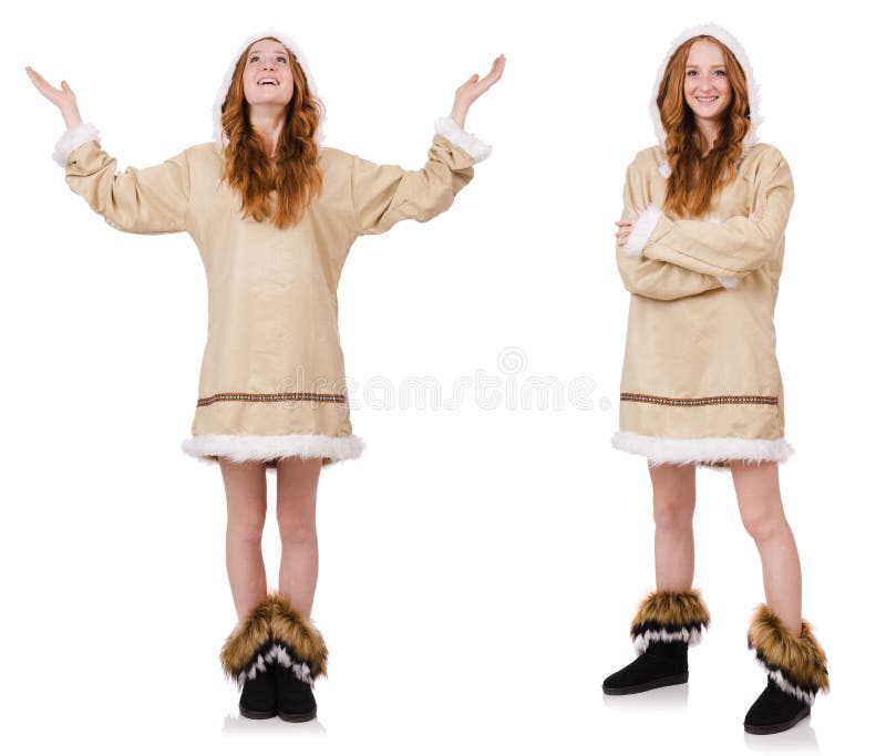 La Muchacha Esquimal Aislada En Blanco Imagen de archivo - Imagen de ...