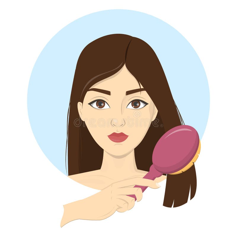 La Mujer Se Peina El Pelo Con Un Cepillo Ilustración del Vector ...