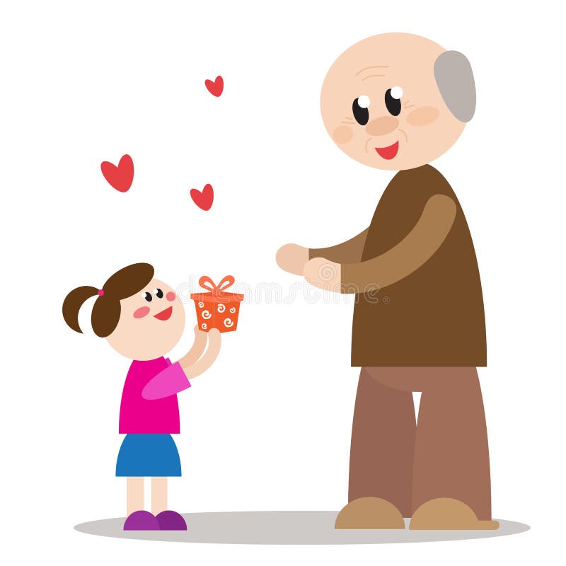 La Nipote Dà a Nonno Un GIF Illustrazione Vettoriale - Illustrazione di ...