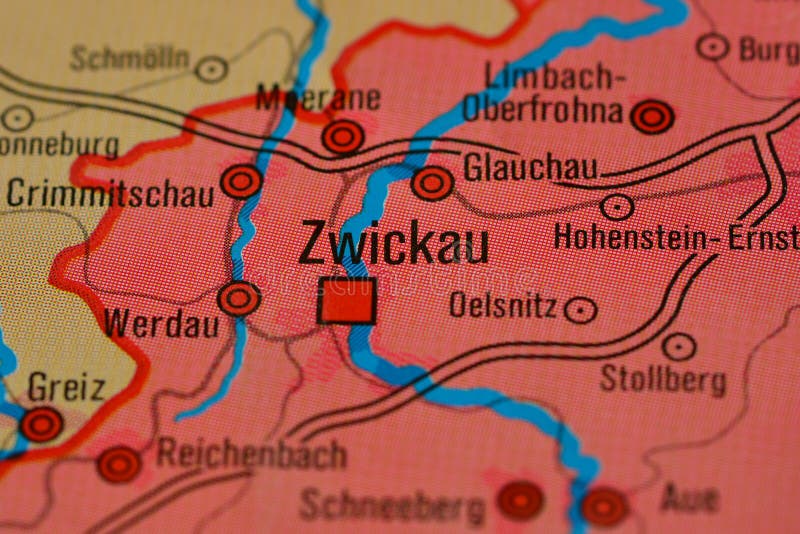 La Palabra ZWICKAU En El Mapa Imagen de archivo - Imagen de detalle ...
