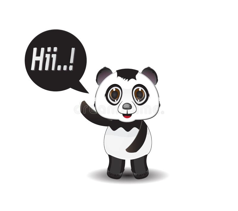 Panda Bear Say Hello lindo ilustración del vector. Ilustración de icono ...