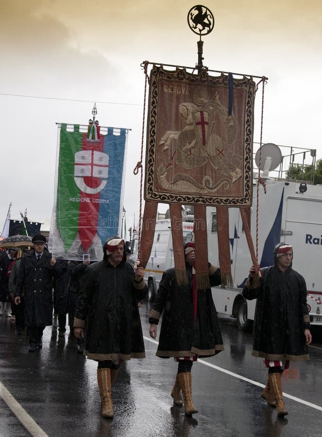 La Parata E La Bandiera Della Repubblica Di Genova Immagine Editoriale ...