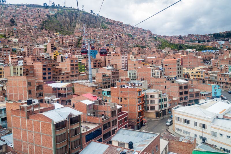 La Paz Della Cabina Di Funivia Di Teleferico Fotografia Stock ...