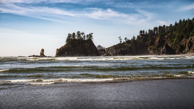 La Push Second Beach with Sea Stacks, Waves, and Forested Cliffs ...