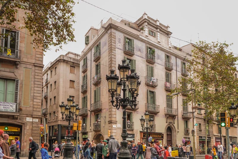 La Rambla Street in Center of Barcelona Editorial Photography - Image ...