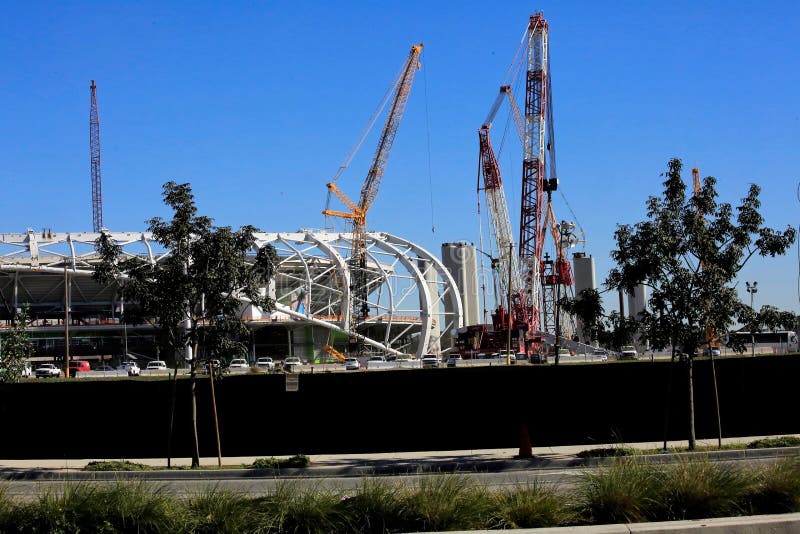 LA Rams Stadium Construction Site Editorial Image - Image of orange ...