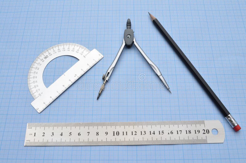 Compás y regla del lápiz foto de archivo. Imagen de drenaje - 2699008
