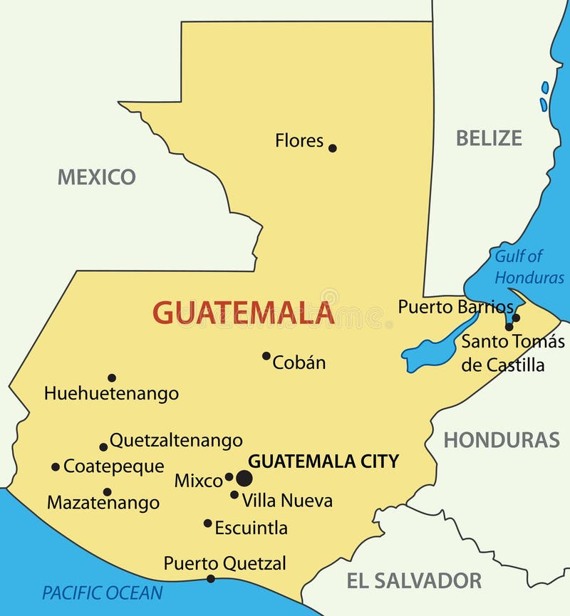 La Repubblica Del Guatemala - Mappa Illustrazione Vettoriale - Illustrazione di capitale, oceano ...
