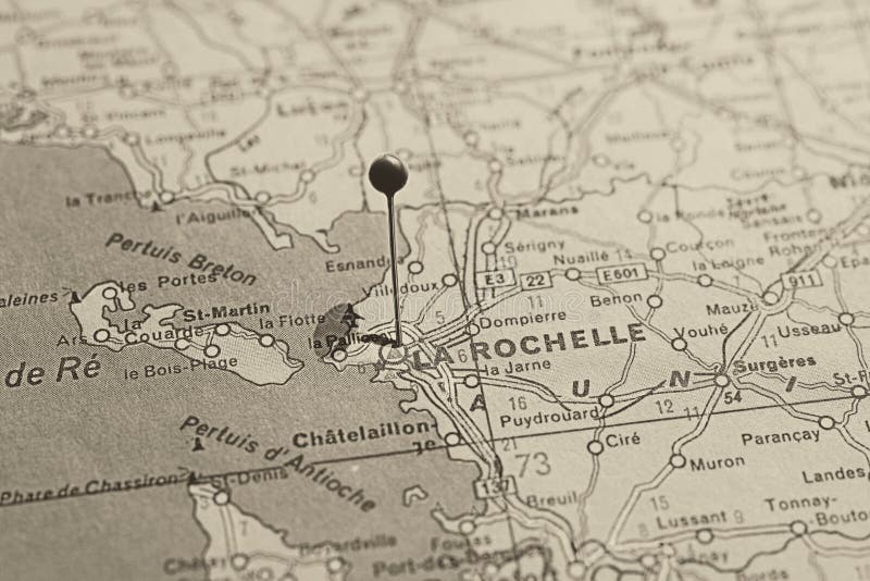 La Rochelle area on a map stock photo. Image of europe - 137761494