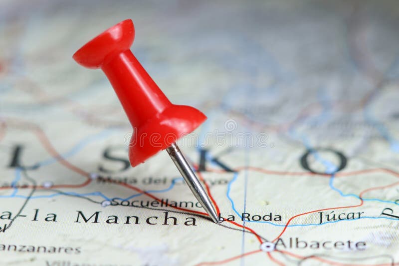 La Roda, Spain pin on map stock photo. Image of concept - 346781780