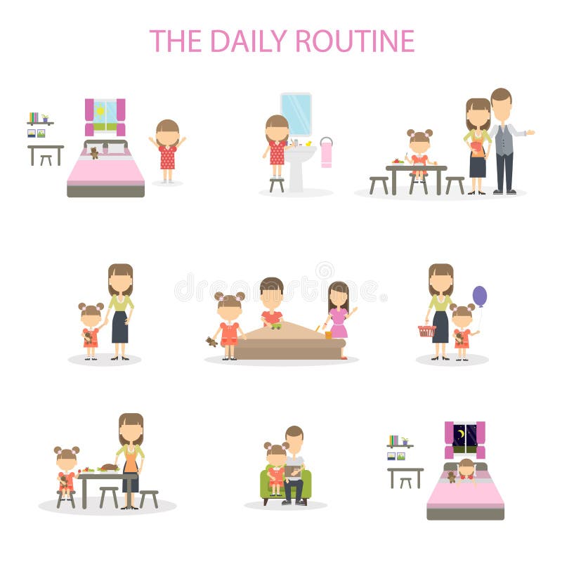 La routine quotidienne illustration de vecteur. Illustration du sain ...