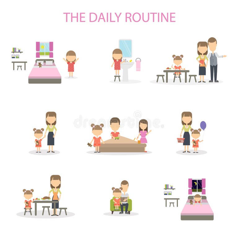 La routine quotidienne illustration de vecteur. Illustration du sain ...