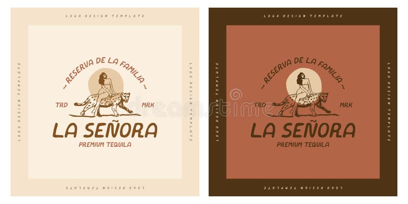 La Senora - Woman on Tiger with Sun Boho Logo Design Stock Vector ...