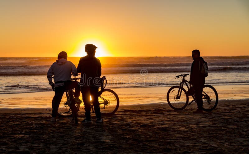 La Serena, Chile - 2019-06-29 - People Silhouetted at Sunset on the ...