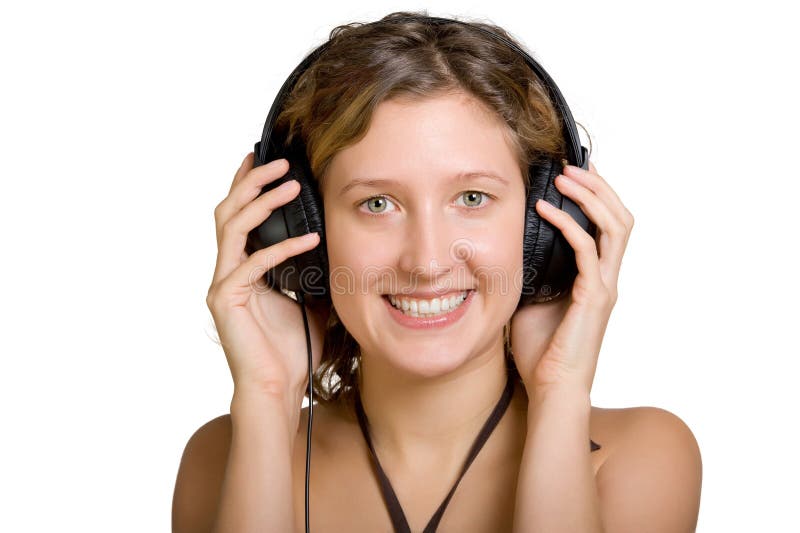Muchacha Que Escucha La Música Imagen De Archivo Imagen De Mirando