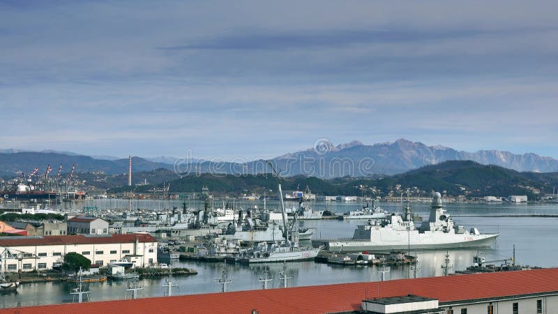 La Spezia Harbor and the Naval Base, Italy Stock Photo - Image of ...