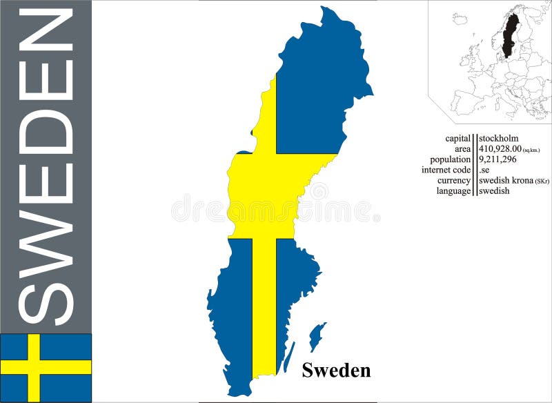 Mappa della Svezia illustrazione vettoriale. Illustrazione di baltico ...