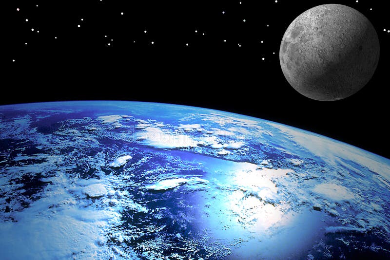 La terre avec la lune illustration stock. Illustration du earth - 2548752