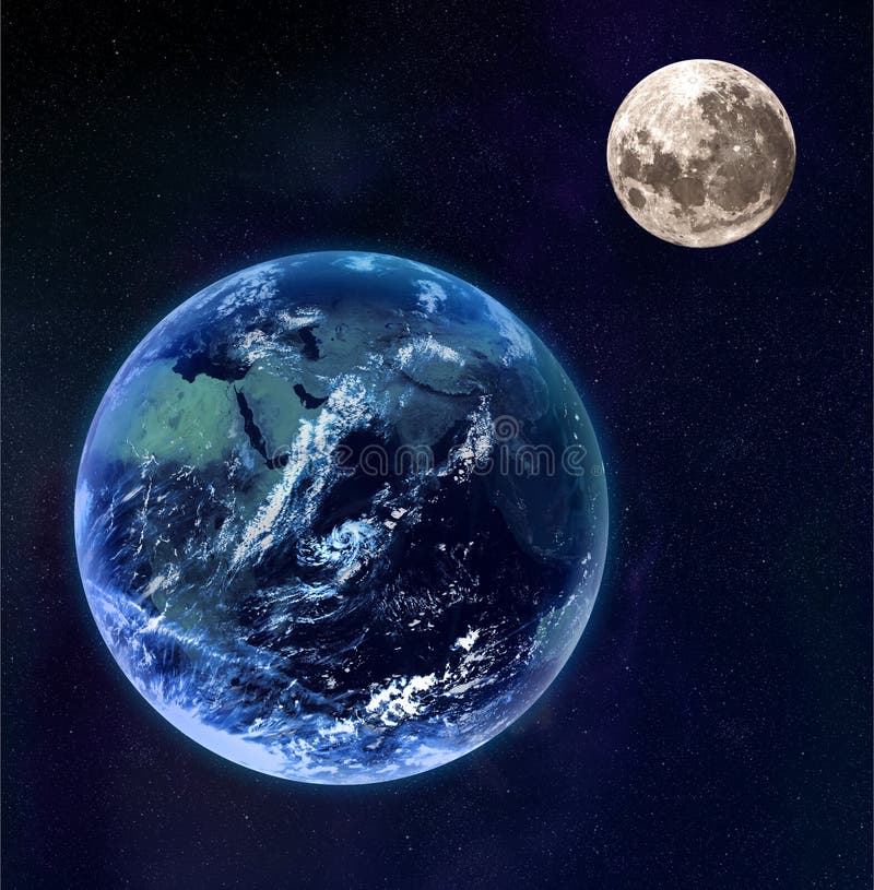La Terre Et Lune Comme Vu De L'espace Illustration Stock - Illustration ...