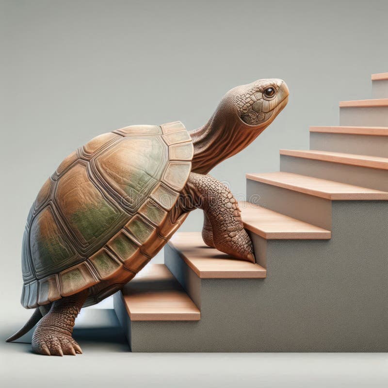 La Tortuga Sube Las Escaleras. Imagen de archivo - Imagen de pujante ...