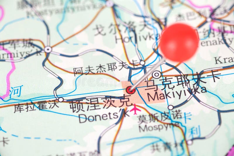 La Ubicación De Donetsk En Ucrania En El Mapa Imagen de archivo ...