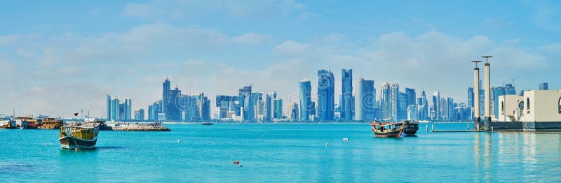 La Vue De Bord De La Mer, Doha, Qatar Image stock - Image du asile ...
