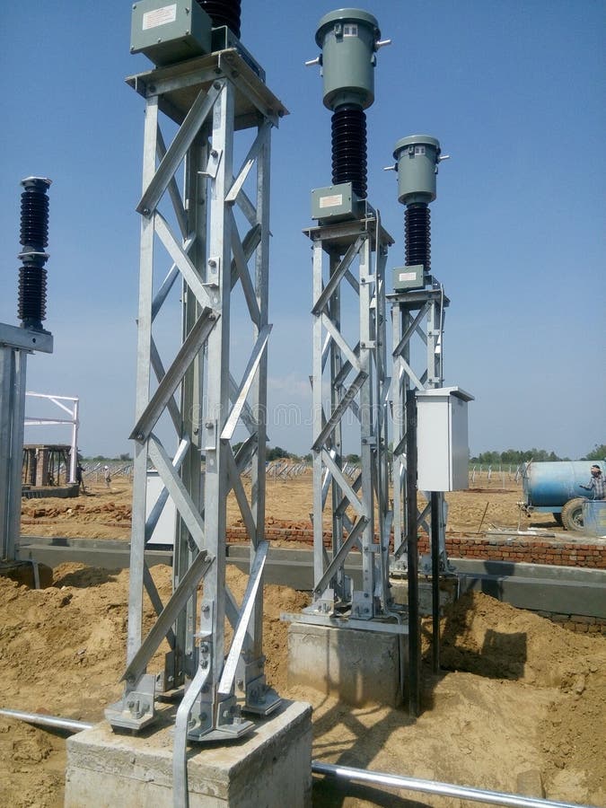 LA Work is in Progress in Solar Plant Switchyard Stock Photo - Image of ...