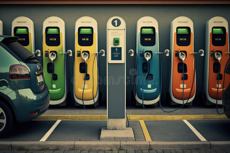 Laadstation Voor Elektrische Autos Met Meerdere Autos Die In Elke