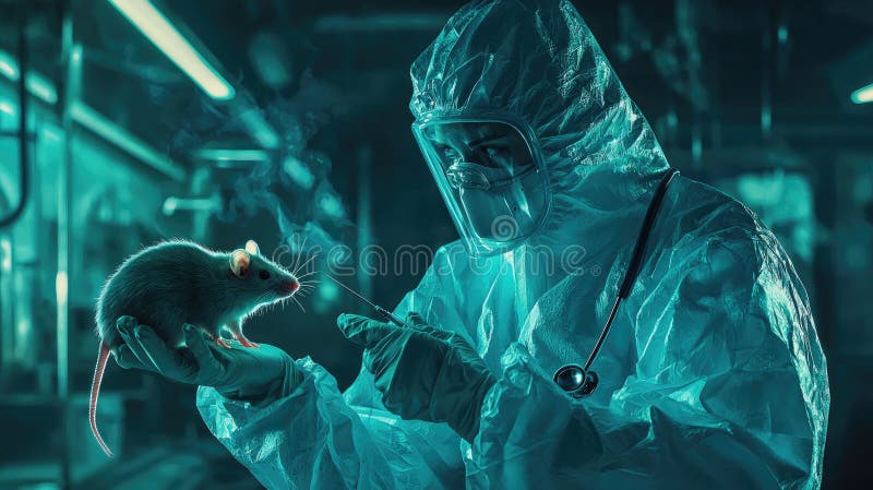 Lab Assistant Holding a Laboratory Mouse in His Hands. Generated by Ai ...