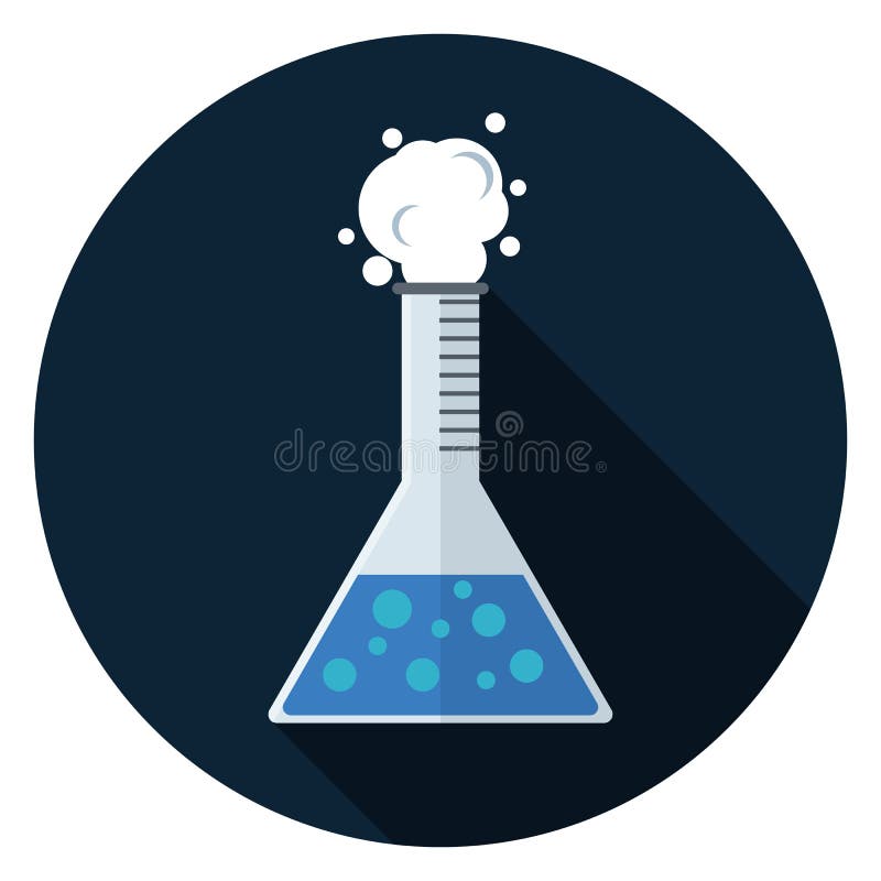 Lab Beaker Icon in Flat Design. Stock Illustration - Illustration of ...